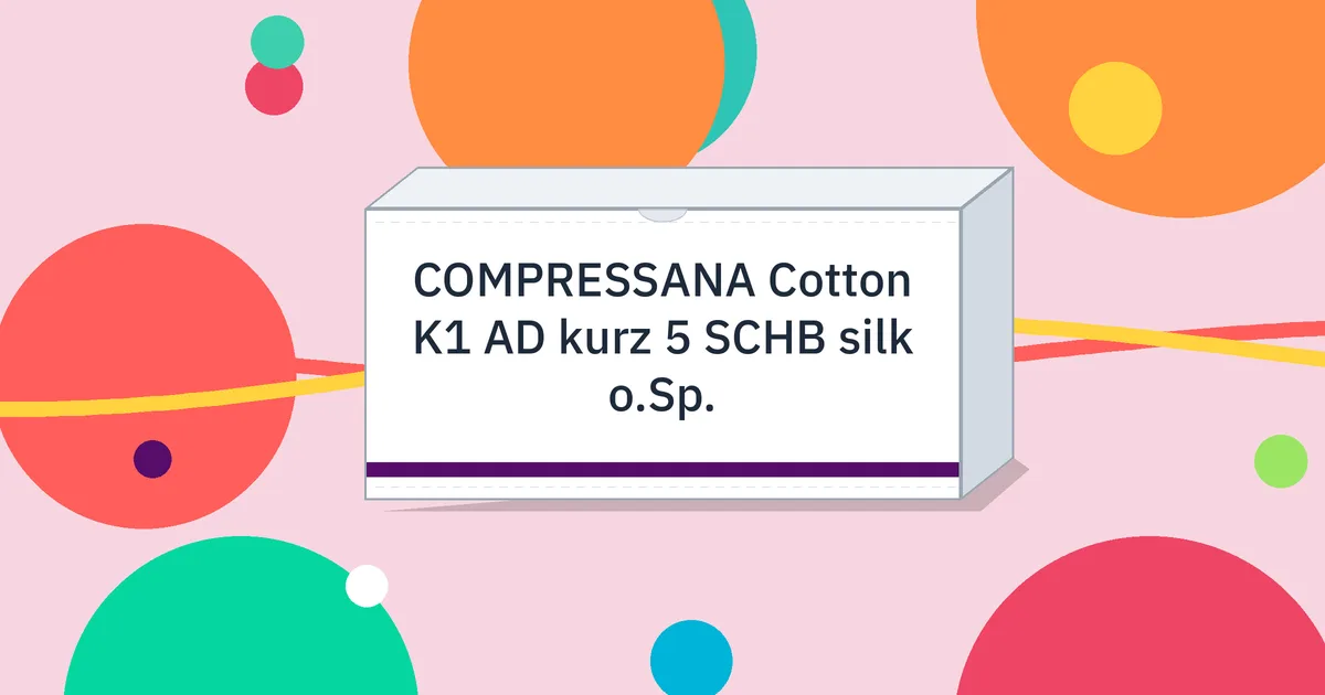 Symbolbild: Packung mit der Aufschrift COMPRESSANA Cotton K1 AD kurz 5 SCHB silk o.Sp. (PZN 16959377) – Verfügbarkeit und Bezug in Apotheken in Frankfurt am Main