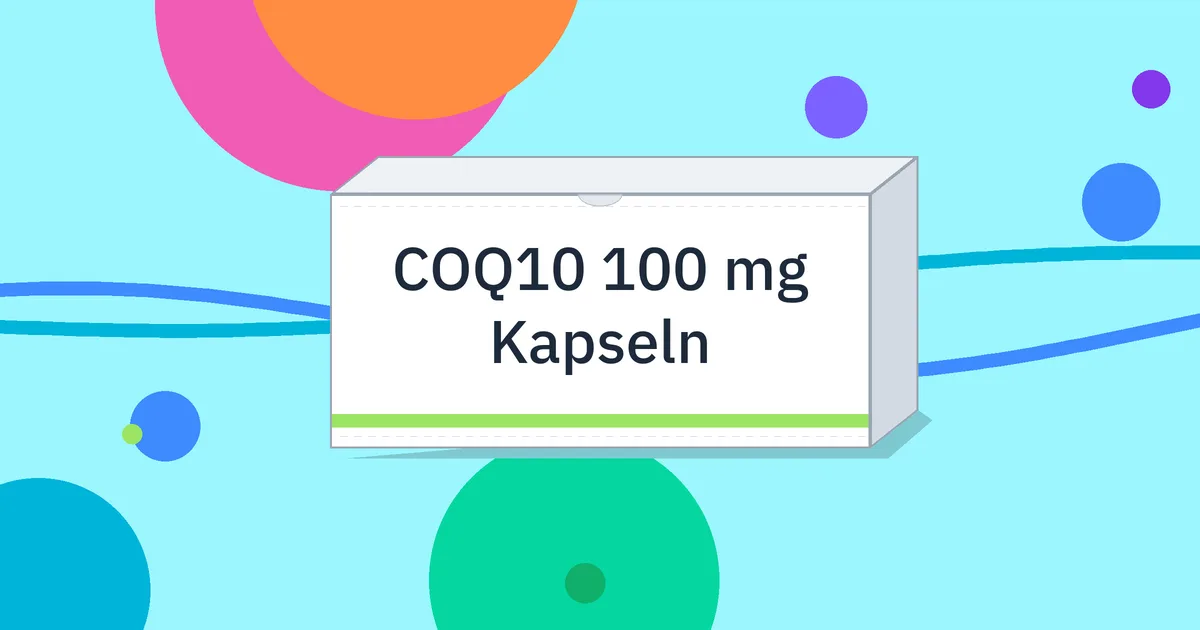 Symbolbild: Packung mit der Aufschrift COQ10 100 mg Kapseln (PZN 16878489) – Verfügbarkeit und Bezug in Apotheken in Frankfurt am Main