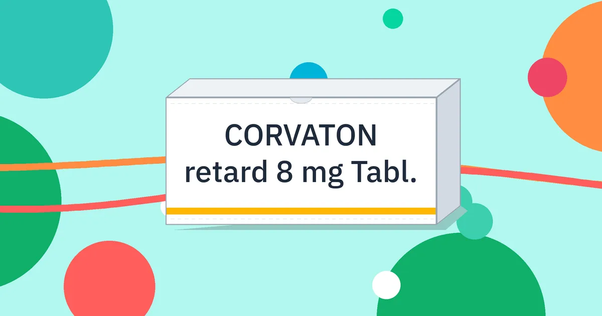 Symbolbild: Packung mit der Aufschrift CORVATON retard 8 mg Tabl. (PZN 08705390) – Verfügbarkeit und Bezug in Apotheken in Frankfurt am Main