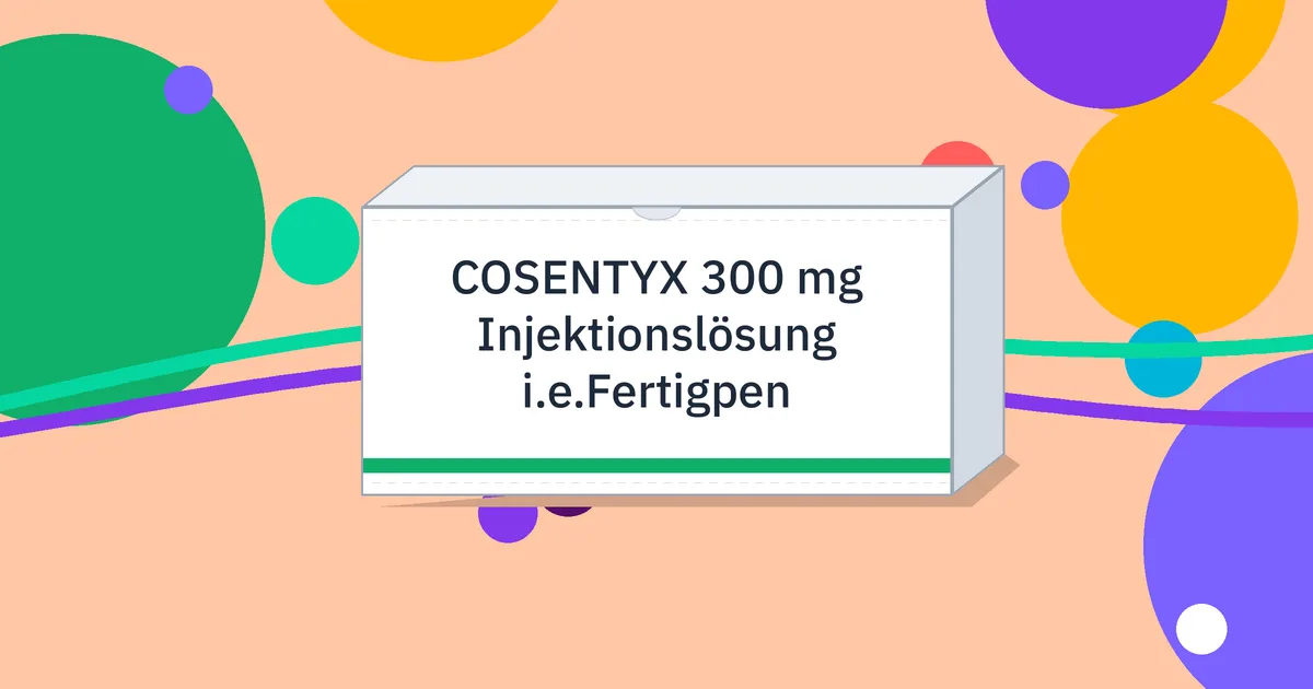 Symbolbild: Packung mit der Aufschrift COSENTYX 300 mg Injektionslösung i.e.Fertigpen (PZN 17529940) – Verfügbarkeit und Bezug in Apotheken in Frankfurt am Main
