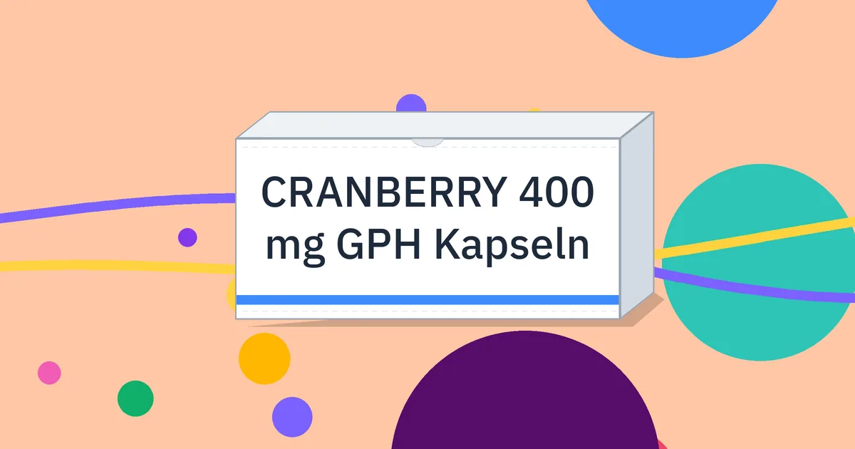 Symbolbild: Packung mit der Aufschrift CRANBERRY 400 mg GPH Kapseln (PZN 07351547) – Verfügbarkeit und Bezug in Apotheken in Frankfurt am Main