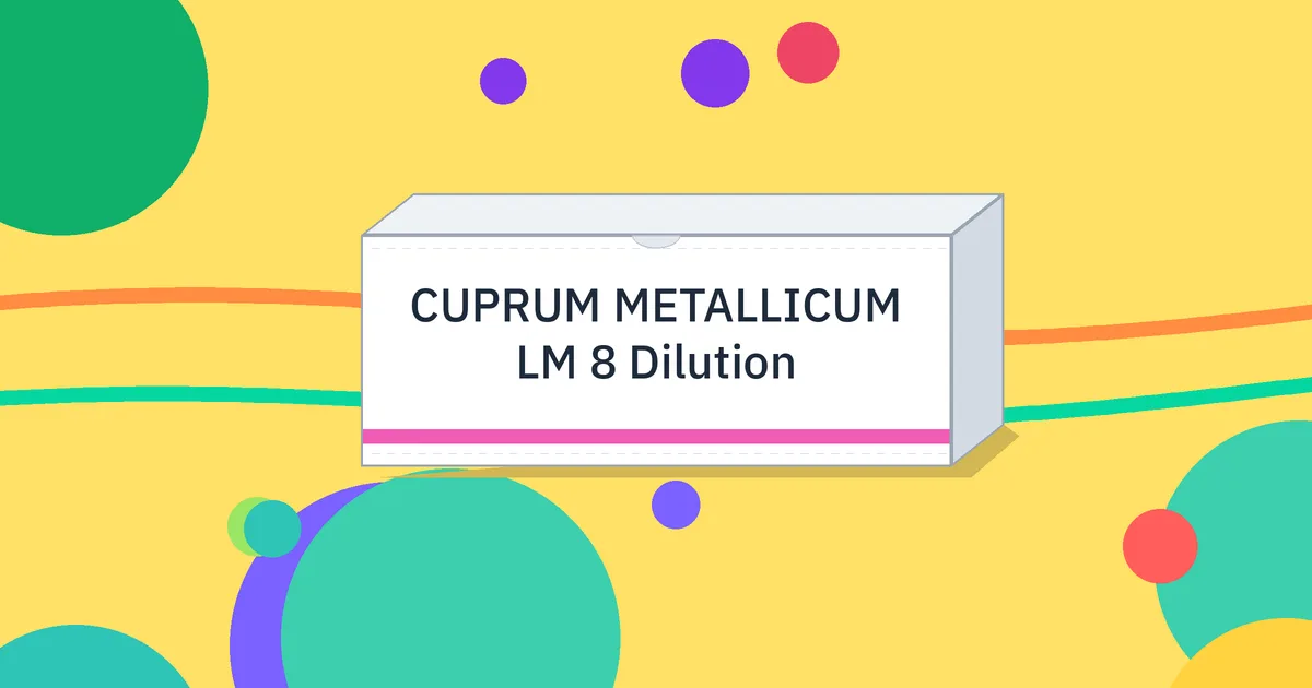 Symbolbild: Packung mit der Aufschrift CUPRUM METALLICUM LM 8 Dilution (PZN 12838122) – Verfügbarkeit und Bezug in Apotheken in Frankfurt am Main