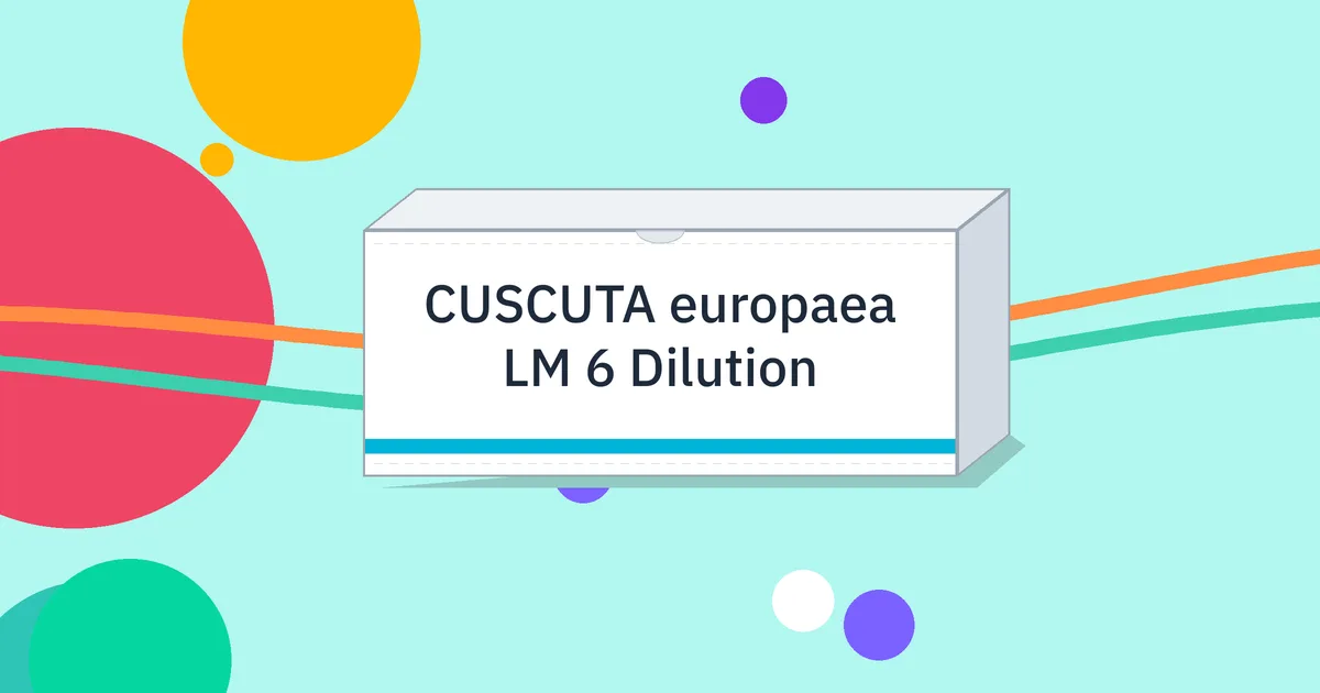 Symbolbild: Packung mit der Aufschrift CUSCUTA europaea LM 6 Dilution (PZN 13459042) – Verfügbarkeit und Bezug in Apotheken in Frankfurt am Main