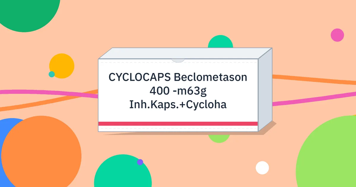 Symbolbild: Packung mit der Aufschrift CYCLOCAPS Beclometason 400 -m63g Inh.Kaps.+Cycloha (PZN 08701156) – Verfügbarkeit und Bezug in Apotheken in Frankfurt am Main