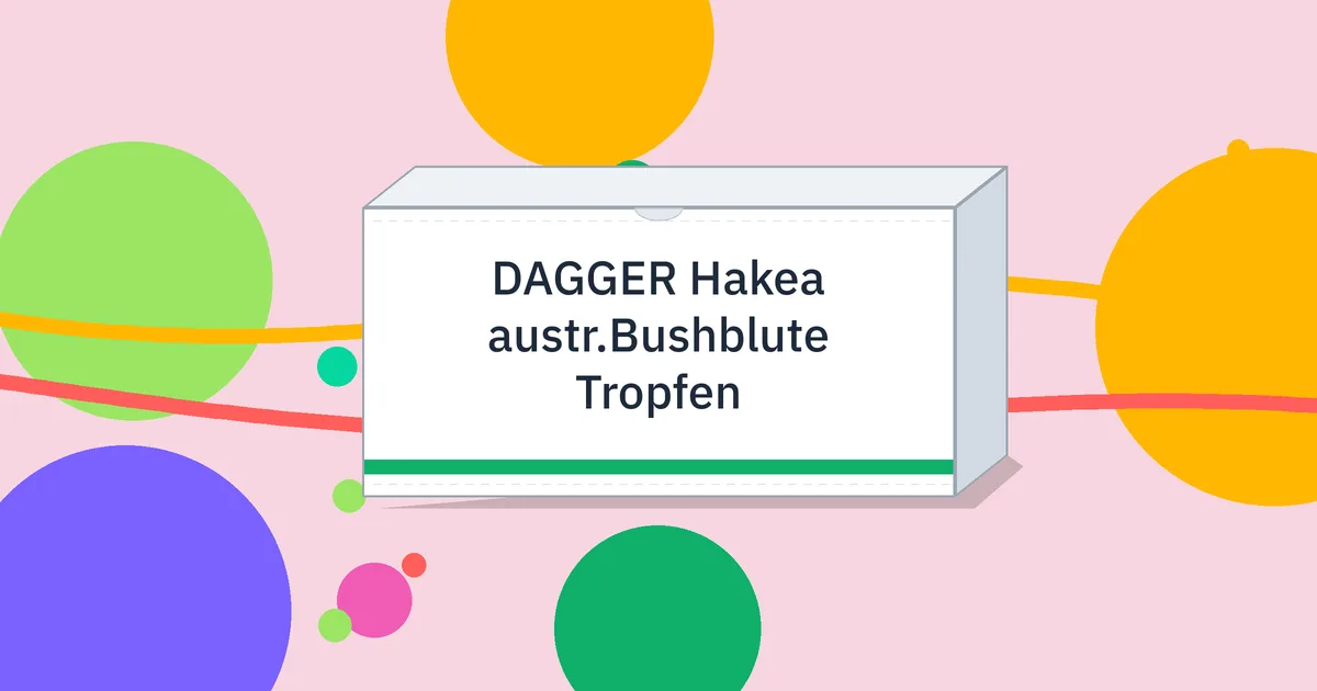 Symbolbild: Packung mit der Aufschrift DAGGER Hakea austr.Bushblute Tropfen (PZN 06126452) – Verfügbarkeit und Bezug in Apotheken in Frankfurt am Main