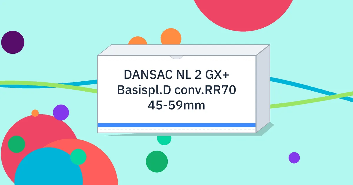 Symbolbild: Packung mit der Aufschrift DANSAC NL 2 GX+ Basispl.D conv.RR70 45-59mm (PZN 10920581) – Verfügbarkeit und Bezug in Apotheken in Frankfurt am Main