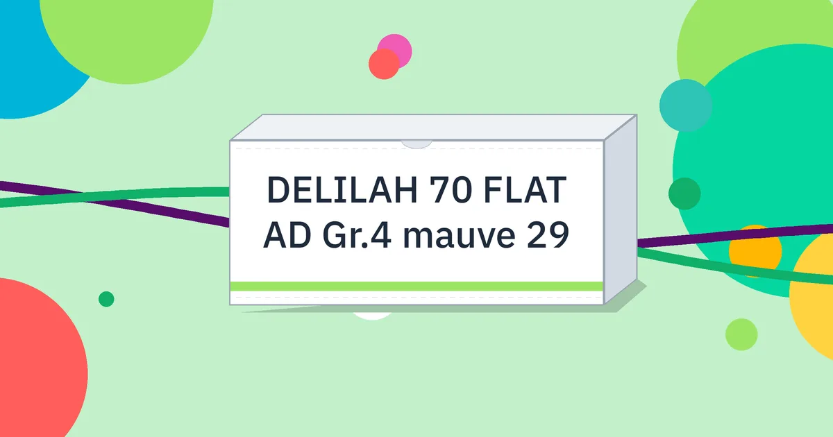 Symbolbild: Packung mit der Aufschrift DELILAH 70 FLAT AD Gr.4 mauve 29 (PZN 13847643) – Verfügbarkeit und Bezug in Apotheken in Frankfurt am Main