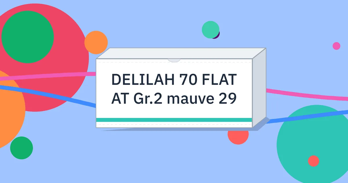 Symbolbild: Packung mit der Aufschrift DELILAH 70 FLAT AT Gr.2 mauve 29 (PZN 13848140) – Verfügbarkeit und Bezug in Apotheken in Frankfurt am Main