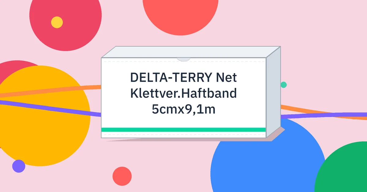 Symbolbild: Packung mit der Aufschrift DELTA-TERRY Net Klettver.Haftband 5cmx9,1m (PZN 00795525) – Verfügbarkeit und Bezug in Apotheken in Frankfurt am Main