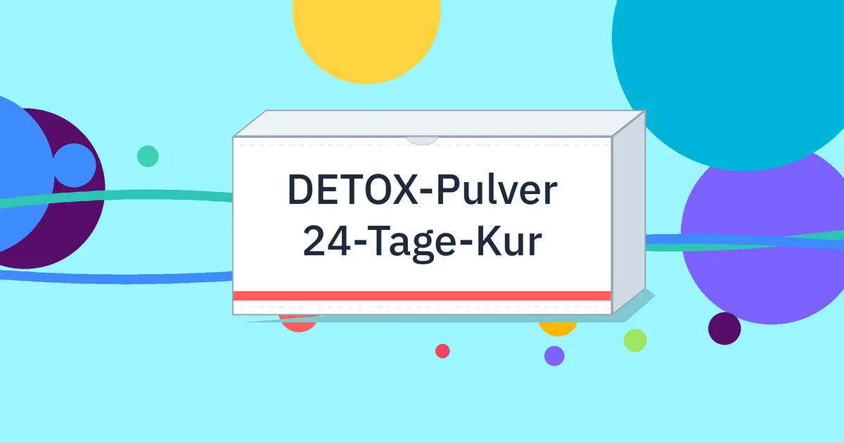 Symbolbild: Packung mit der Aufschrift DETOX-Pulver 24-Tage-Kur (PZN 01842882) – Verfügbarkeit und Bezug in Apotheken in Frankfurt am Main