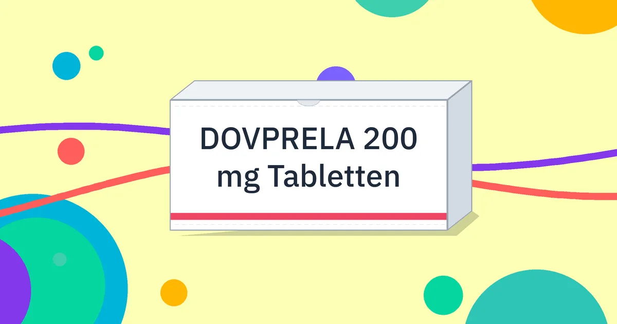 Symbolbild: Packung mit der Aufschrift DOVPRELA 200 mg Tabletten (PZN 17167661) – Verfügbarkeit und Bezug in Apotheken in Frankfurt am Main