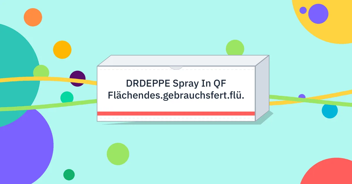 Symbolbild: Packung mit der Aufschrift DRDEPPE Spray In QF Flächendes.gebrauchsfert.flü. (PZN 18313047) – Verfügbarkeit und Bezug in Apotheken in Frankfurt am Main