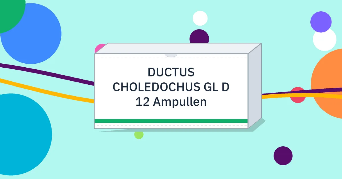 Symbolbild: Packung mit der Aufschrift DUCTUS CHOLEDOCHUS GL D 12 Ampullen (PZN 02918067) – Verfügbarkeit und Bezug in Apotheken in Frankfurt am Main
