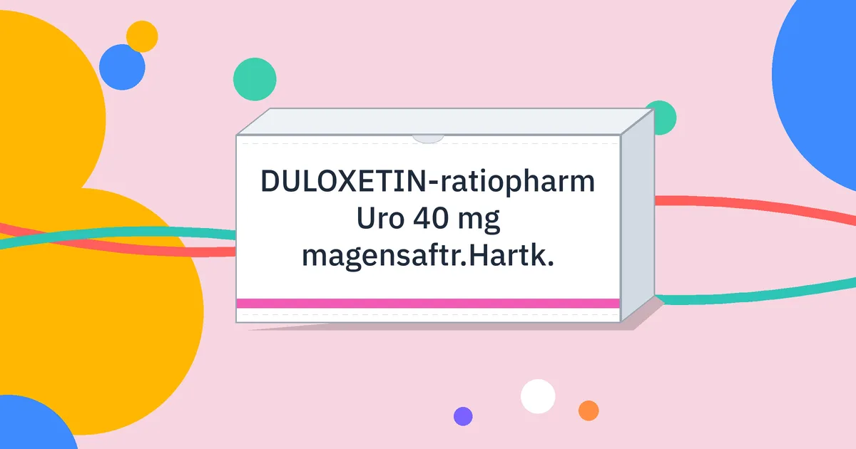 Symbolbild: Packung mit der Aufschrift DULOXETIN-ratiopharm Uro 40 mg magensaftr.Hartk. (PZN 16599269) – Verfügbarkeit und Bezug in Apotheken in Frankfurt am Main