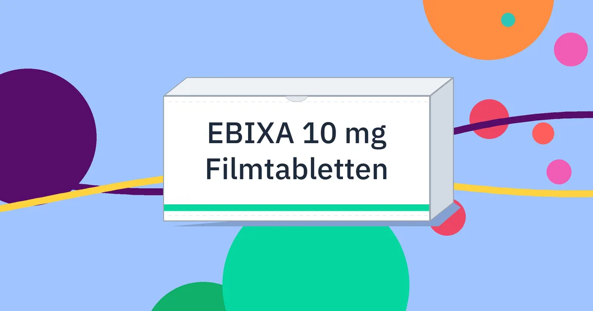Symbolbild: Packung mit der Aufschrift EBIXA 10 mg Filmtabletten (PZN 06828326) – Verfügbarkeit und Bezug in Apotheken in Frankfurt am Main