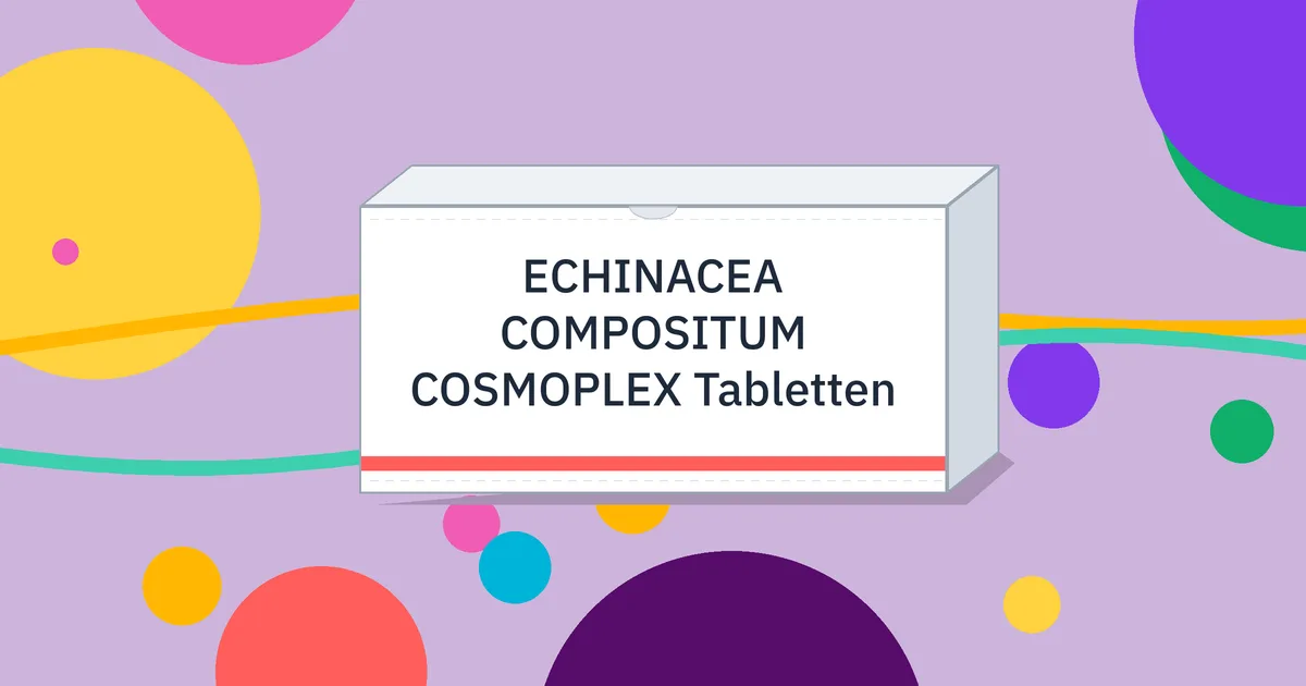 Symbolbild: Packung mit der Aufschrift ECHINACEA COMPOSITUM COSMOPLEX Tabletten (PZN 04328921) – Verfügbarkeit und Bezug in Apotheken in Frankfurt am Main