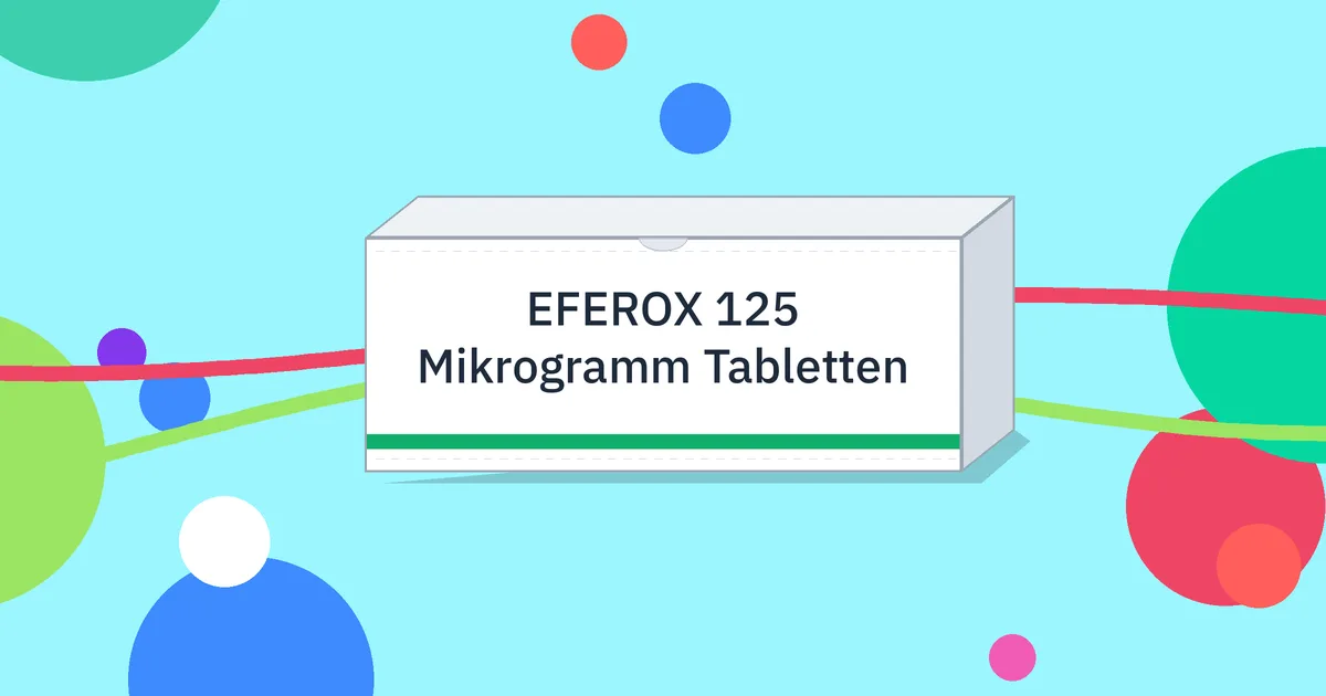 Symbolbild: Packung mit der Aufschrift EFEROX 125 Mikrogramm Tabletten (PZN 04315166) – Verfügbarkeit und Bezug in Apotheken in Frankfurt am Main