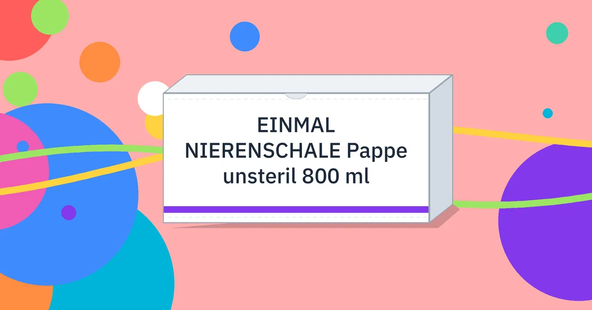 Symbolbild: Packung mit der Aufschrift EINMAL NIERENSCHALE Pappe unsteril 800 ml (PZN 08909603) – Verfügbarkeit und Bezug in Apotheken in Frankfurt am Main
