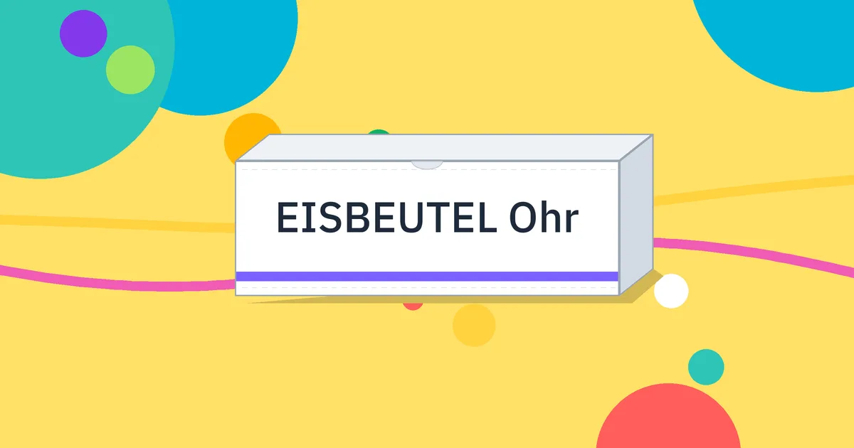Symbolbild: Packung mit der Aufschrift EISBEUTEL Ohr (PZN 02007822) – Verfügbarkeit und Bezug in Apotheken in Frankfurt am Main