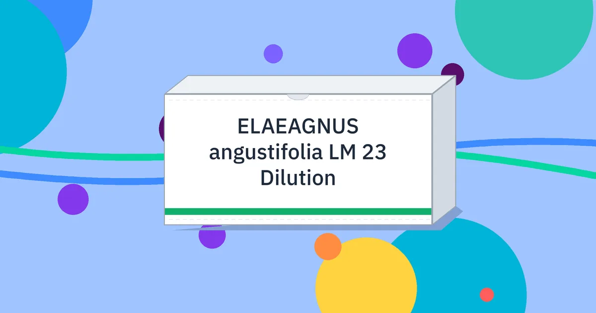 Symbolbild: Packung mit der Aufschrift ELAEAGNUS angustifolia LM 23 Dilution (PZN 13469454) – Verfügbarkeit und Bezug in Apotheken in Frankfurt am Main
