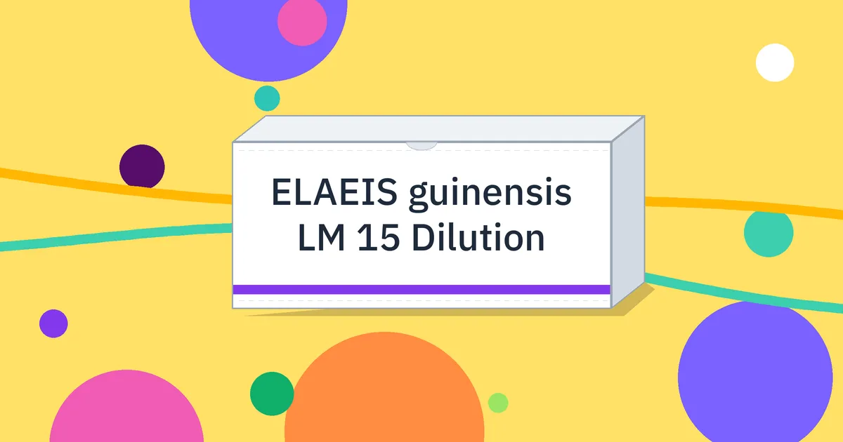 Symbolbild: Packung mit der Aufschrift ELAEIS guinensis LM 15 Dilution (PZN 13469810) – Verfügbarkeit und Bezug in Apotheken in Frankfurt am Main