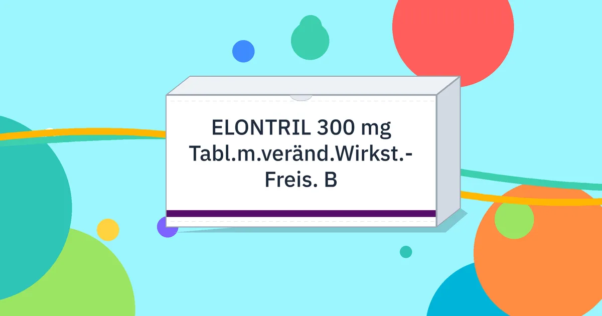 Symbolbild: Packung mit der Aufschrift ELONTRIL 300 mg Tabl.m.veränd.Wirkst.-Freis. B (PZN 07765131) – Verfügbarkeit und Bezug in Apotheken in Frankfurt am Main