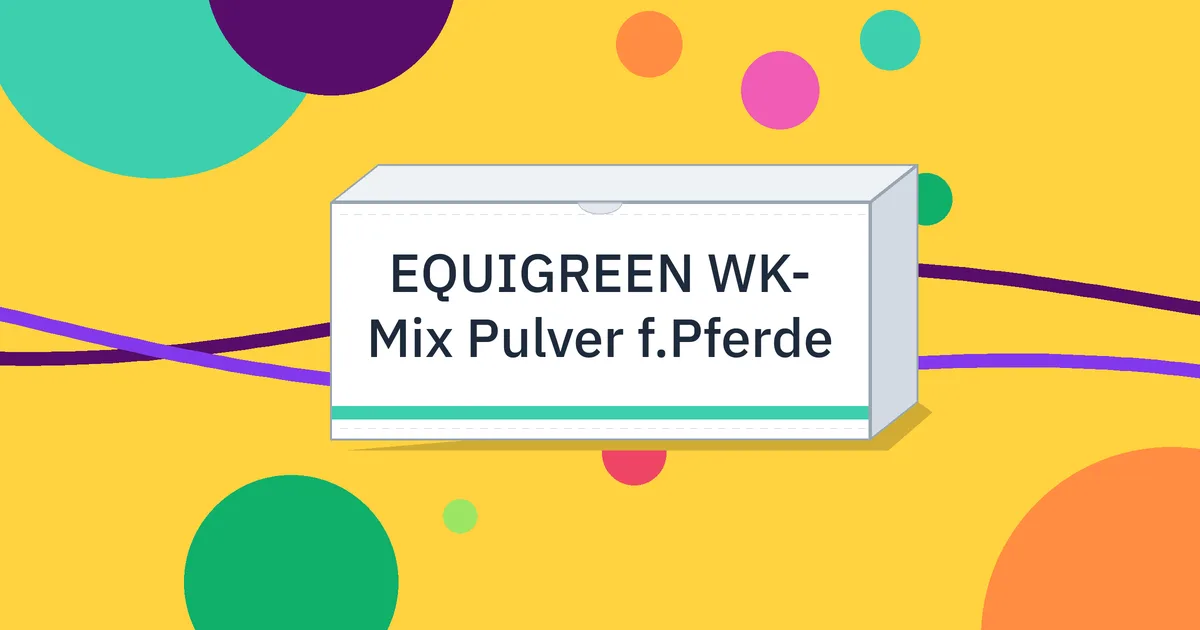 Symbolbild: Packung mit der Aufschrift EQUIGREEN WK-Mix Pulver f.Pferde (PZN 16906932) – Verfügbarkeit und Bezug in Apotheken in Frankfurt am Main