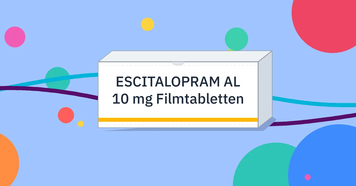 Symbolbild: Packung mit der Aufschrift ESCITALOPRAM AL 10 mg Filmtabletten (PZN 05984550) – Verfügbarkeit und Bezug in Apotheken in Frankfurt am Main