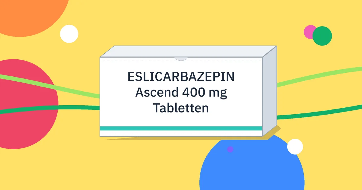 Symbolbild: Packung mit der Aufschrift ESLICARBAZEPIN Ascend 400 mg Tabletten (PZN 17849308) – Verfügbarkeit und Bezug in Apotheken in Frankfurt am Main