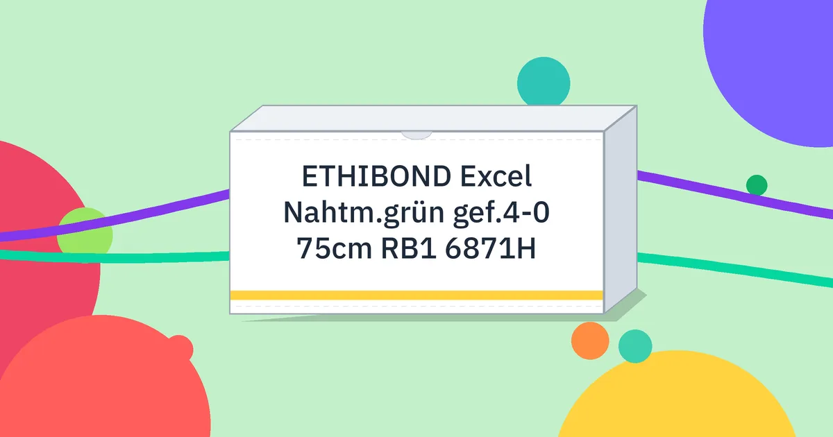 Symbolbild: Packung mit der Aufschrift ETHIBOND Excel Nahtm.grün gef.4-0 75cm RB1 6871H (PZN 16250118) – Verfügbarkeit und Bezug in Apotheken in Frankfurt am Main