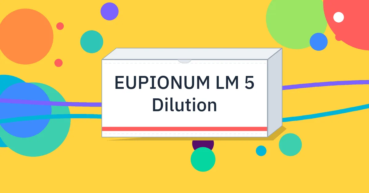 Symbolbild: Packung mit der Aufschrift EUPIONUM LM 5 Dilution (PZN 13483589) – Verfügbarkeit und Bezug in Apotheken in Frankfurt am Main