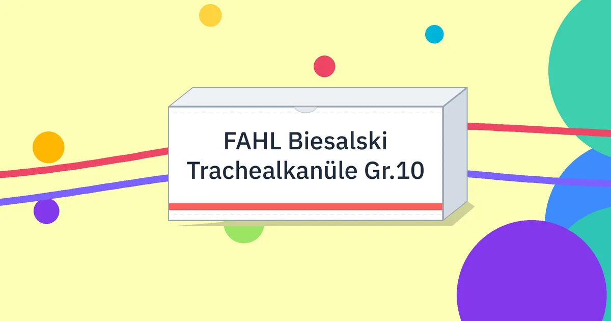 Symbolbild: Packung mit der Aufschrift FAHL Biesalski Trachealkanüle Gr.10 (PZN 10539059) – Verfügbarkeit und Bezug in Apotheken in Frankfurt am Main