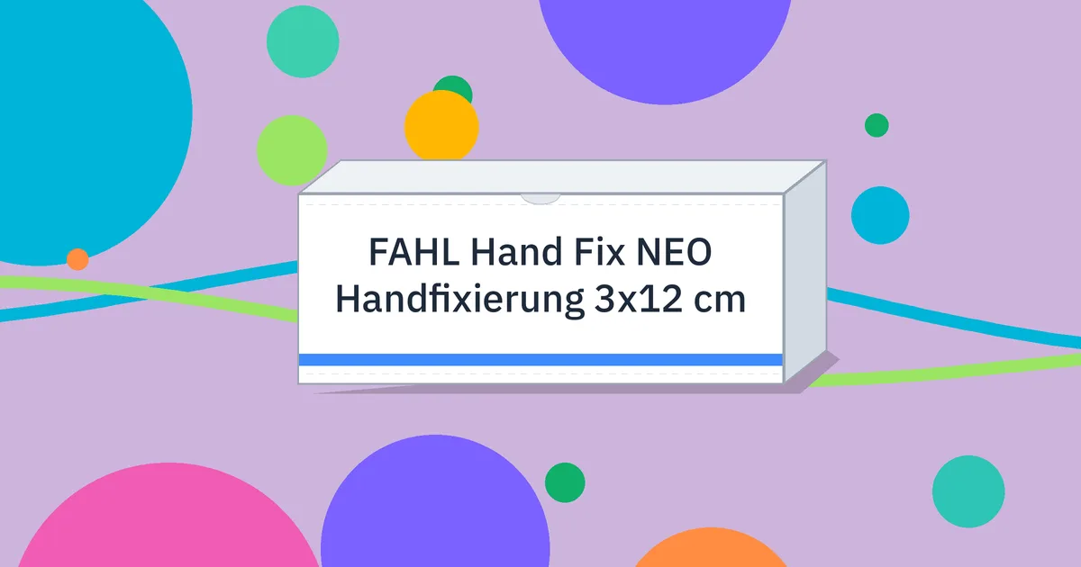 Symbolbild: Packung mit der Aufschrift FAHL Hand Fix NEO Handfixierung 3x12 cm (PZN 19428203) – Verfügbarkeit und Bezug in Apotheken in Frankfurt am Main