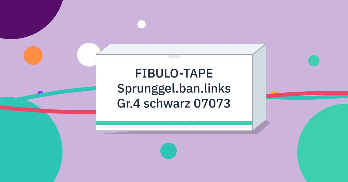 Symbolbild: Packung mit der Aufschrift FIBULO-TAPE Sprunggel.ban.links Gr.4 schwarz 07073 (PZN 05543202) – Verfügbarkeit und Bezug in Apotheken in Frankfurt am Main