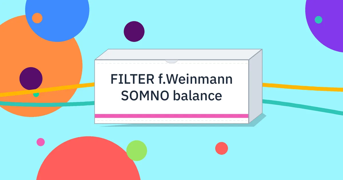Symbolbild: Packung mit der Aufschrift FILTER f.Weinmann SOMNO balance (PZN 17432525) – Verfügbarkeit und Bezug in Apotheken in Frankfurt am Main