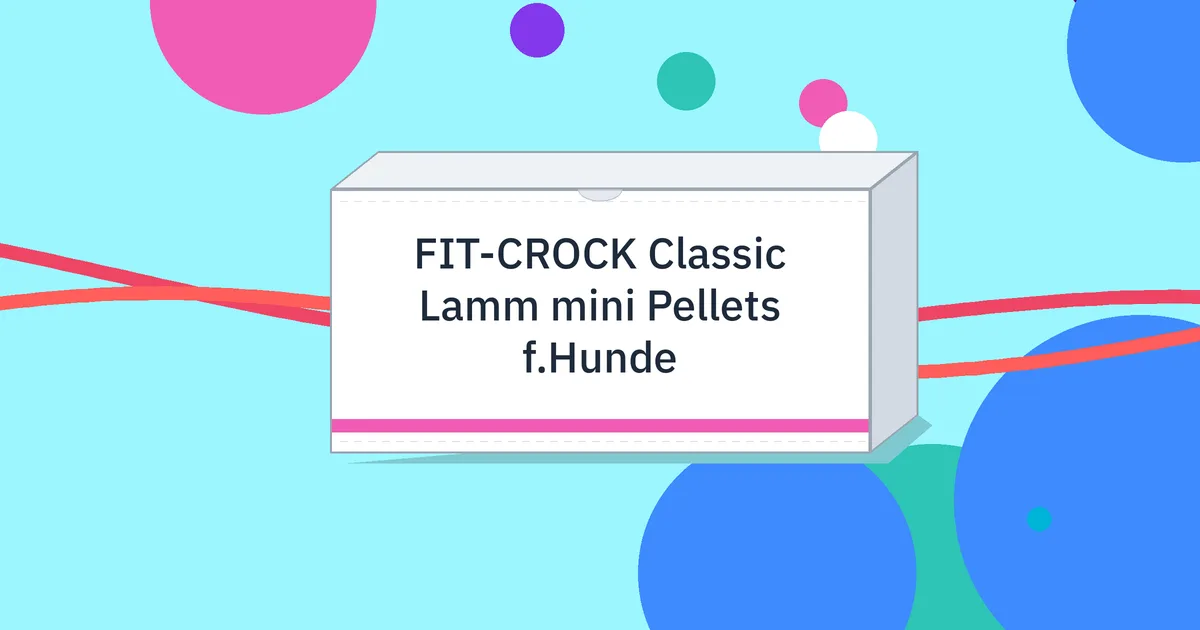 Symbolbild: Packung mit der Aufschrift FIT-CROCK Classic Lamm mini Pellets f.Hunde (PZN 15377704) – Verfügbarkeit und Bezug in Apotheken in Frankfurt am Main