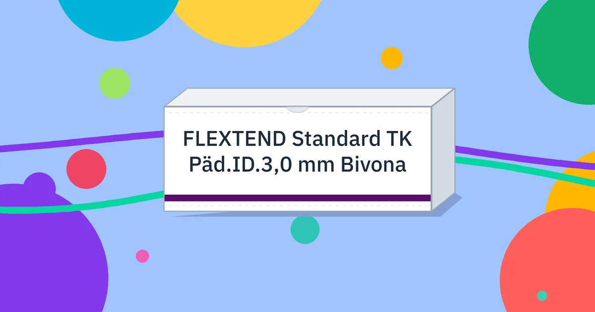 Symbolbild: Packung mit der Aufschrift FLEXTEND Standard TK Päd.ID.3,0 mm Bivona (PZN 02250089) – Verfügbarkeit und Bezug in Apotheken in Frankfurt am Main