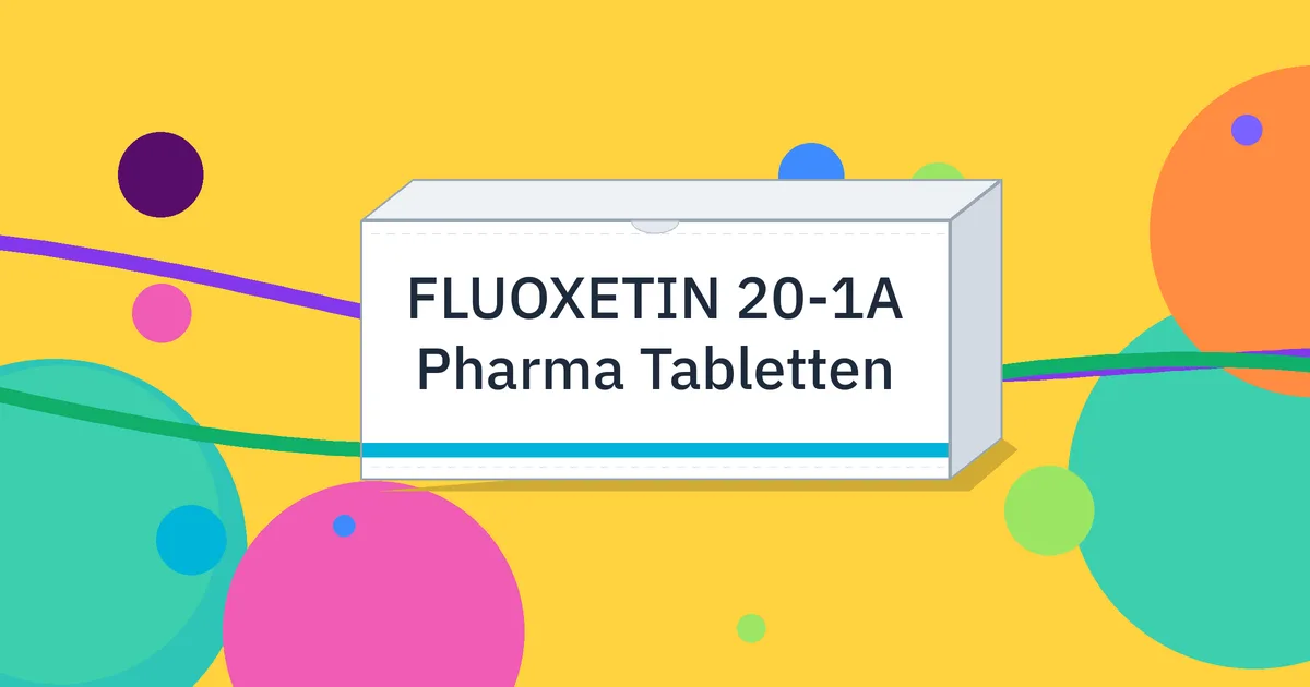 Symbolbild: Packung mit der Aufschrift FLUOXETIN 20-1A Pharma Tabletten (PZN 04834127) – Verfügbarkeit und Bezug in Apotheken in Frankfurt am Main