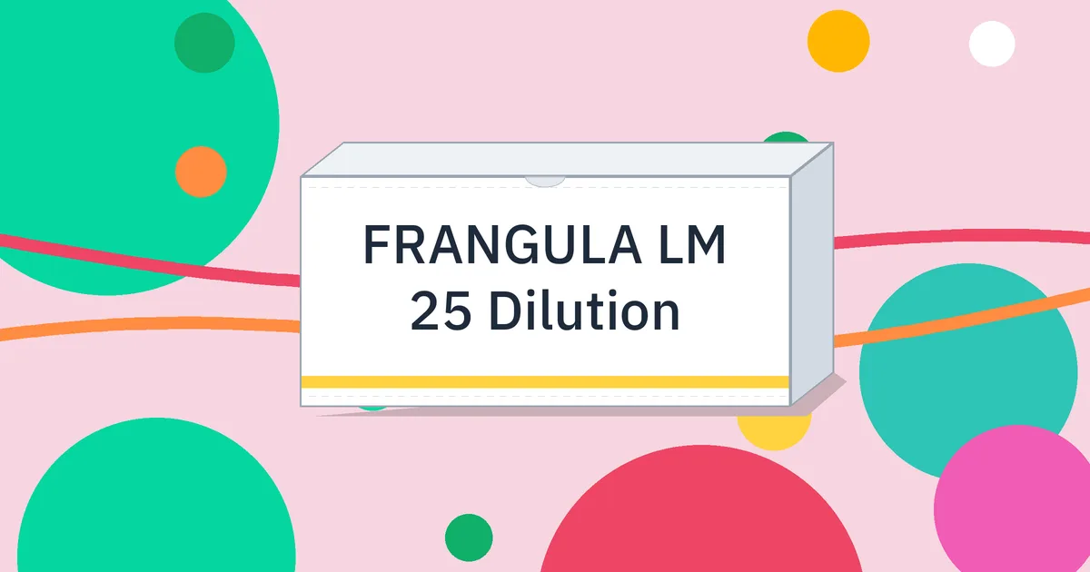 Symbolbild: Packung mit der Aufschrift FRANGULA LM 25 Dilution (PZN 12874572) – Verfügbarkeit und Bezug in Apotheken in Frankfurt am Main