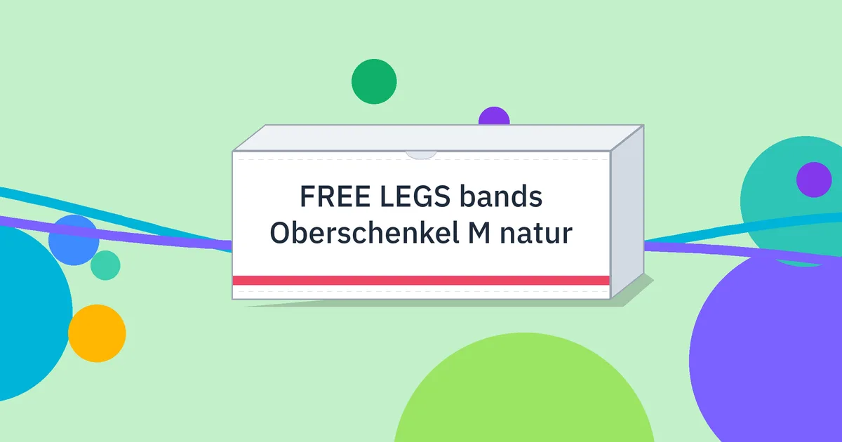 Symbolbild: Packung mit der Aufschrift FREE LEGS bands Oberschenkel M natur (PZN 16175345) – Verfügbarkeit und Bezug in Apotheken in Frankfurt am Main