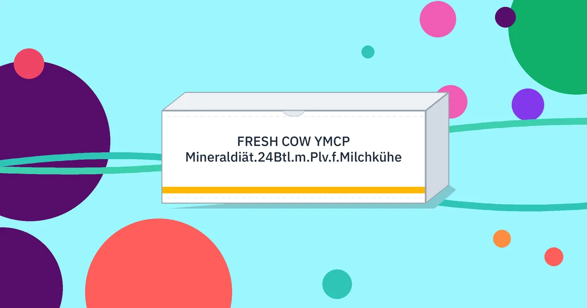 Symbolbild: Packung mit der Aufschrift FRESH COW YMCP Mineraldiät.24Btl.m.Plv.f.Milchkühe (PZN 20003963) – Verfügbarkeit und Bezug in Apotheken in Frankfurt am Main