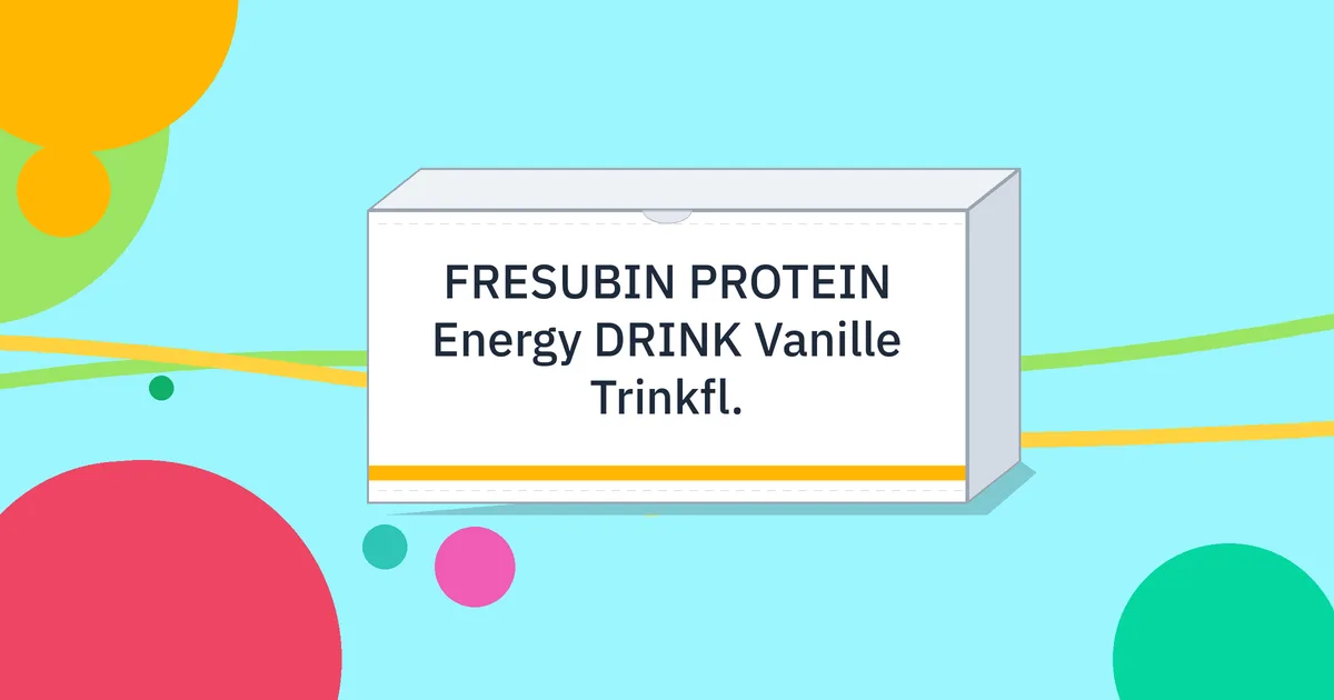 Symbolbild: Packung mit der Aufschrift FRESUBIN PROTEIN Energy DRINK Vanille Trinkfl. (PZN 09719566) – Verfügbarkeit und Bezug in Apotheken in Frankfurt am Main