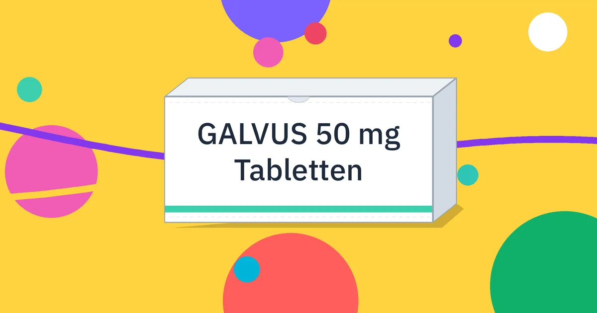 Symbolbild: Packung mit der Aufschrift GALVUS 50 mg Tabletten (PZN 14320607) – Verfügbarkeit und Bezug in Apotheken in Frankfurt am Main