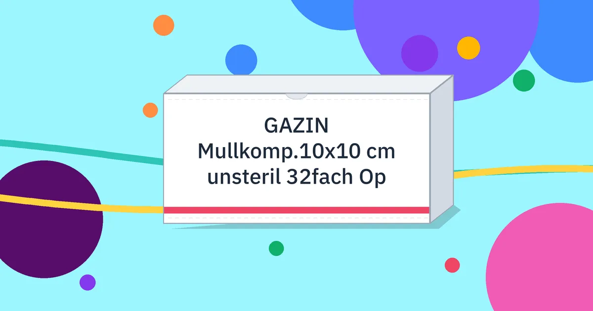 Symbolbild: Packung mit der Aufschrift GAZIN Mullkomp.10x10 cm unsteril 32fach Op (PZN 20231428) – Verfügbarkeit und Bezug in Apotheken in Frankfurt am Main