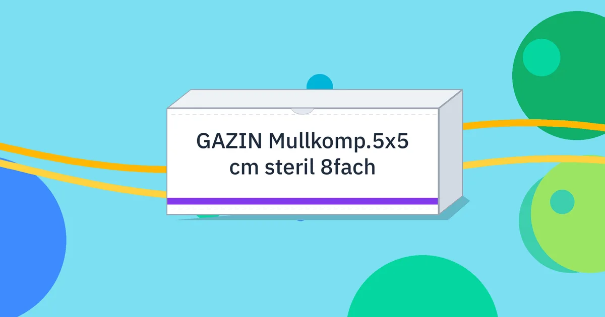 Symbolbild: Packung mit der Aufschrift GAZIN Mullkomp.5x5 cm steril 8fach (PZN 17451913) – Verfügbarkeit und Bezug in Apotheken in Frankfurt am Main