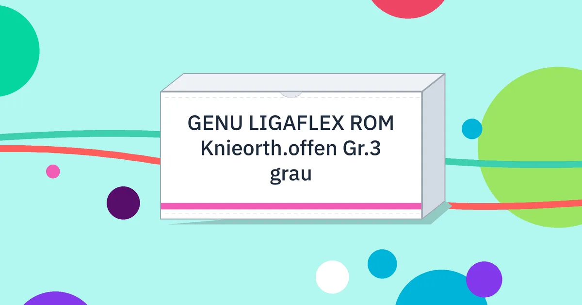 Symbolbild: Packung mit der Aufschrift GENU LIGAFLEX ROM Knieorth.offen Gr.3 grau (PZN 13157341) – Verfügbarkeit und Bezug in Apotheken in Frankfurt am Main