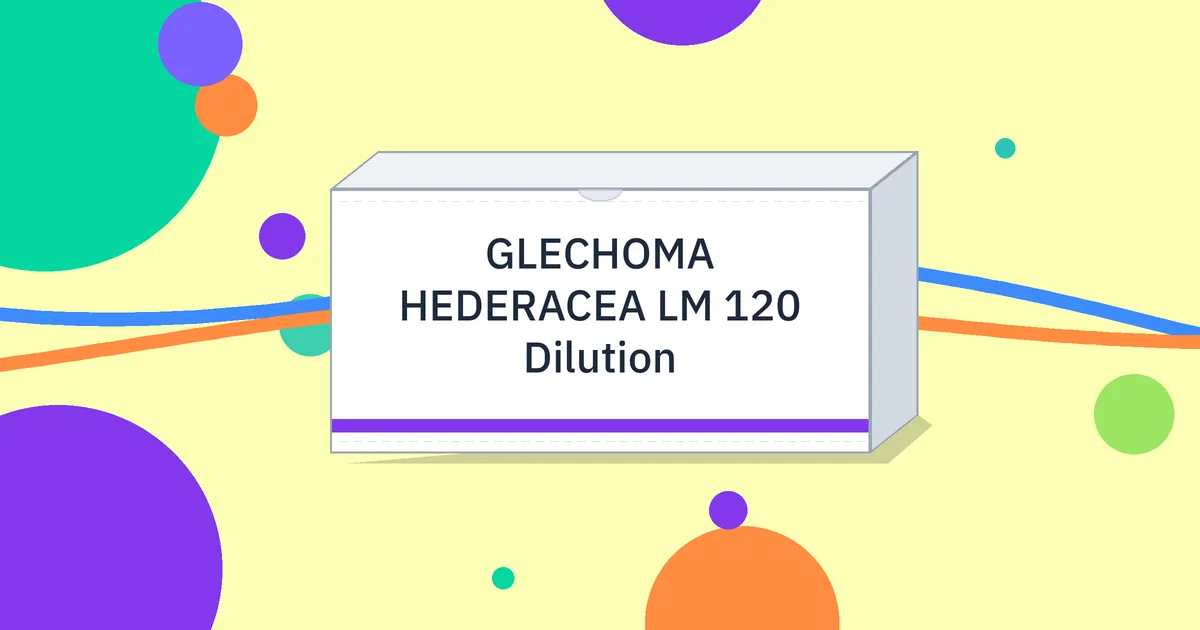 Symbolbild: Packung mit der Aufschrift GLECHOMA HEDERACEA LM 120 Dilution (PZN 13543593) – Verfügbarkeit und Bezug in Apotheken in Frankfurt am Main