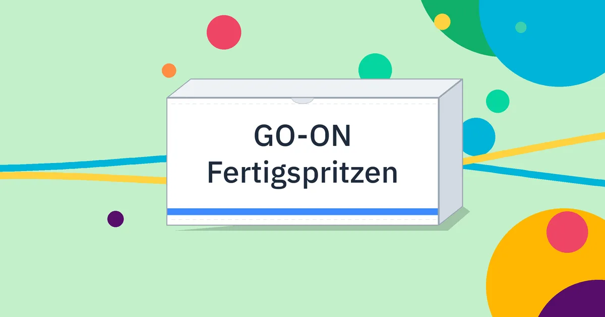Symbolbild: Packung mit der Aufschrift GO-ON Fertigspritzen (PZN 14369915) – Verfügbarkeit und Bezug in Apotheken in Frankfurt am Main