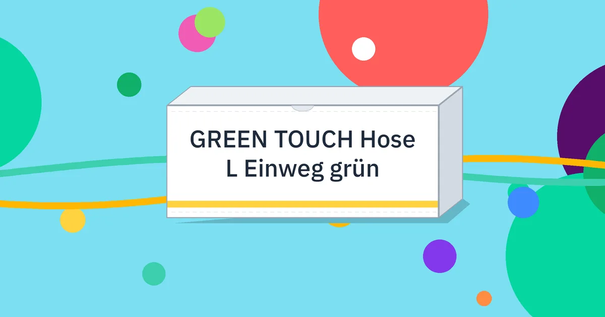 Symbolbild: Packung mit der Aufschrift GREEN TOUCH Hose L Einweg grün (PZN 10845425) – Verfügbarkeit und Bezug in Apotheken in Frankfurt am Main