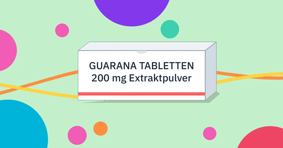 Symbolbild: Packung mit der Aufschrift GUARANA TABLETTEN 200 mg Extraktpulver (PZN 04020689) – Verfügbarkeit und Bezug in Apotheken in Frankfurt am Main